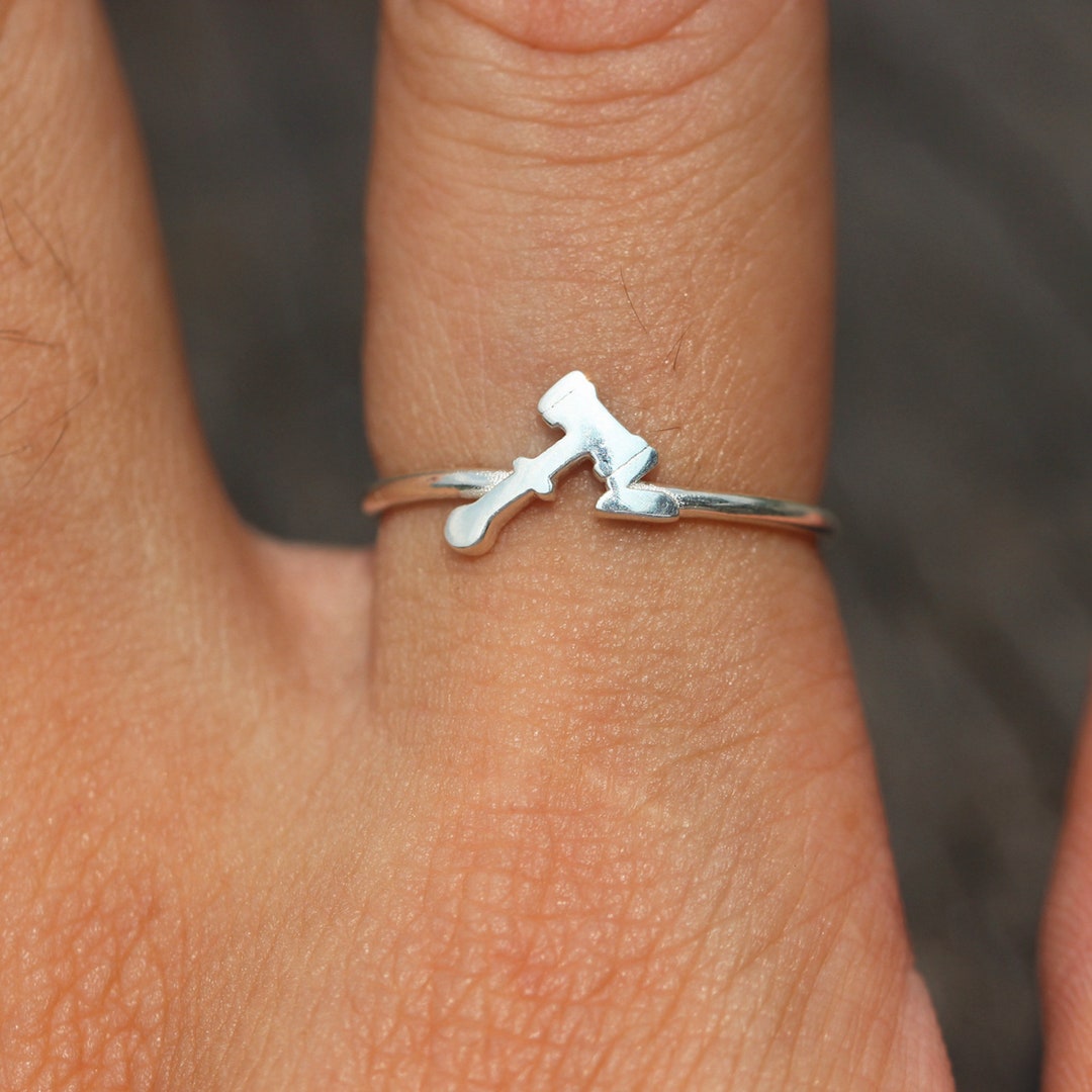 Sterling Silver Hammer Ring,gavel Ring,judge Ring,judge Gavel Ring,the ...