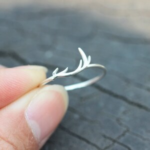 Sterling Silver Deer Antler Ring: Boho Forest Jewelry - Etsy