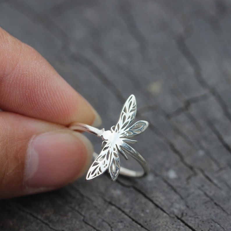 925 Sterling Silver Dragonfly Ring,insect Jewelry - Etsy
