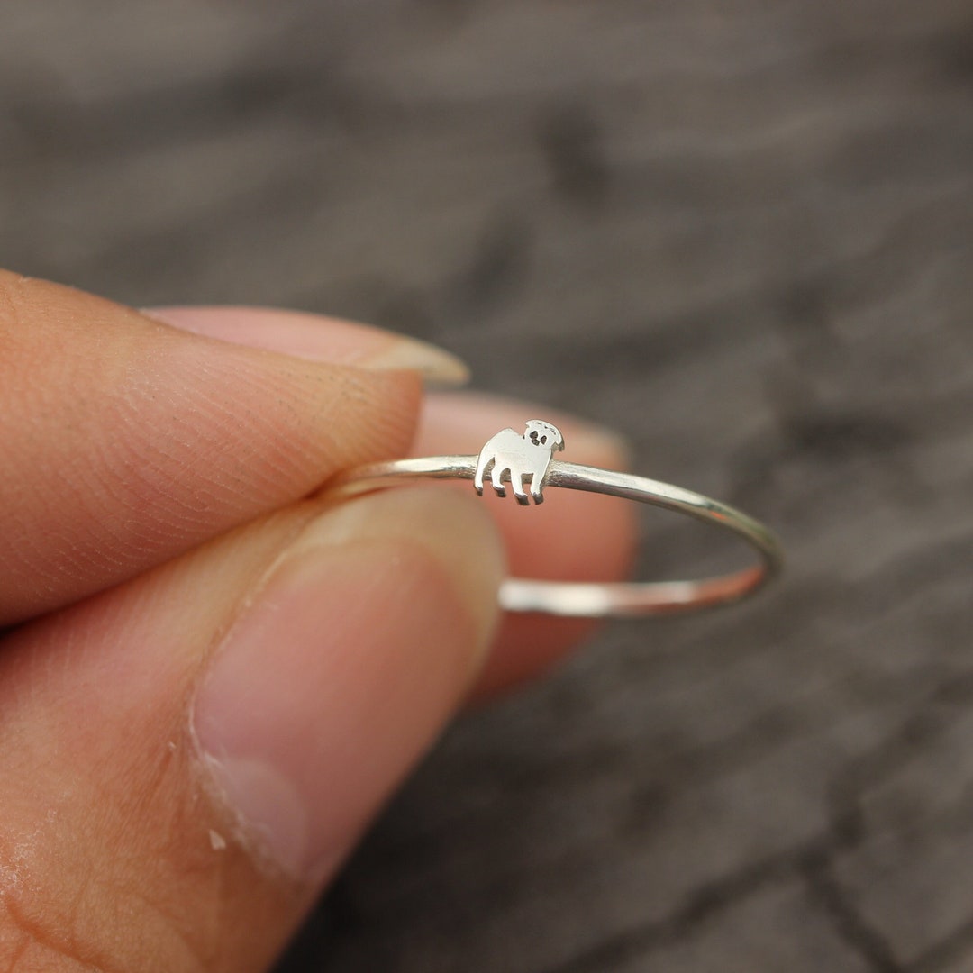 Solid 925 Silver Pug Dog Ring,family Tiny Dog Ring,dog Pug Ring Silver ...