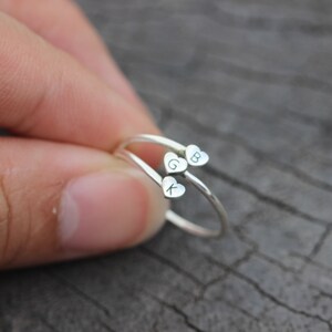 Personalized Open Heart Ring,custom Family Initials Ring,love Ring,dainty Personalized Stackable ...