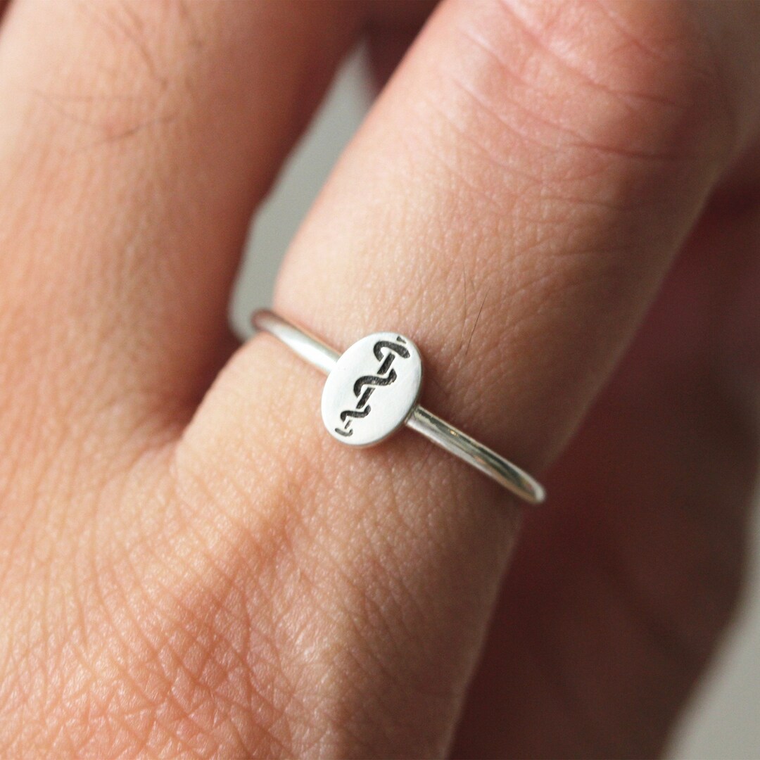 Sterling Silver Rod of Asclepius Ring: Medical Symbol Jewelry - Etsy