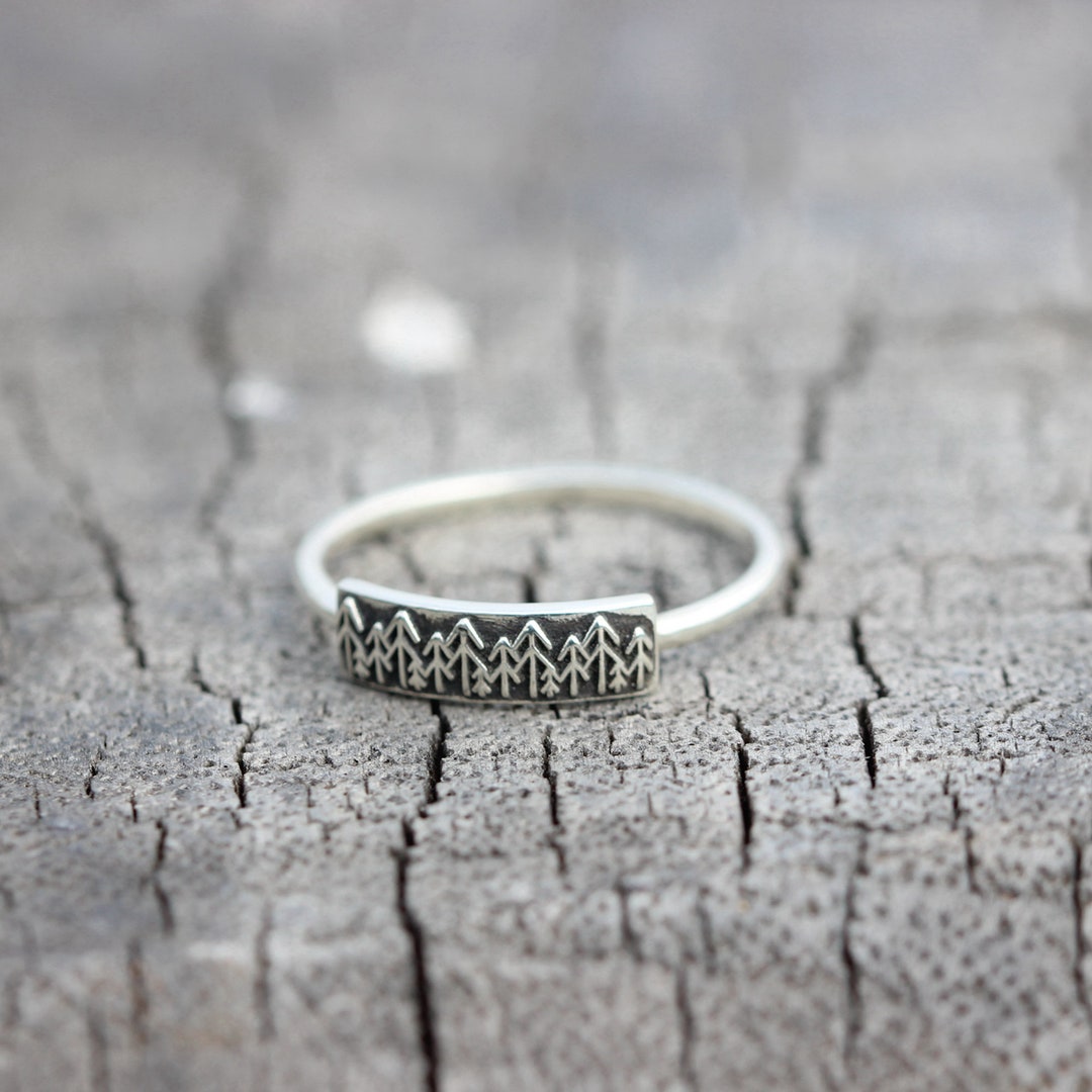 Sterling Silver Pine Tree Ring: Forest Landscape Jewelry - Etsy