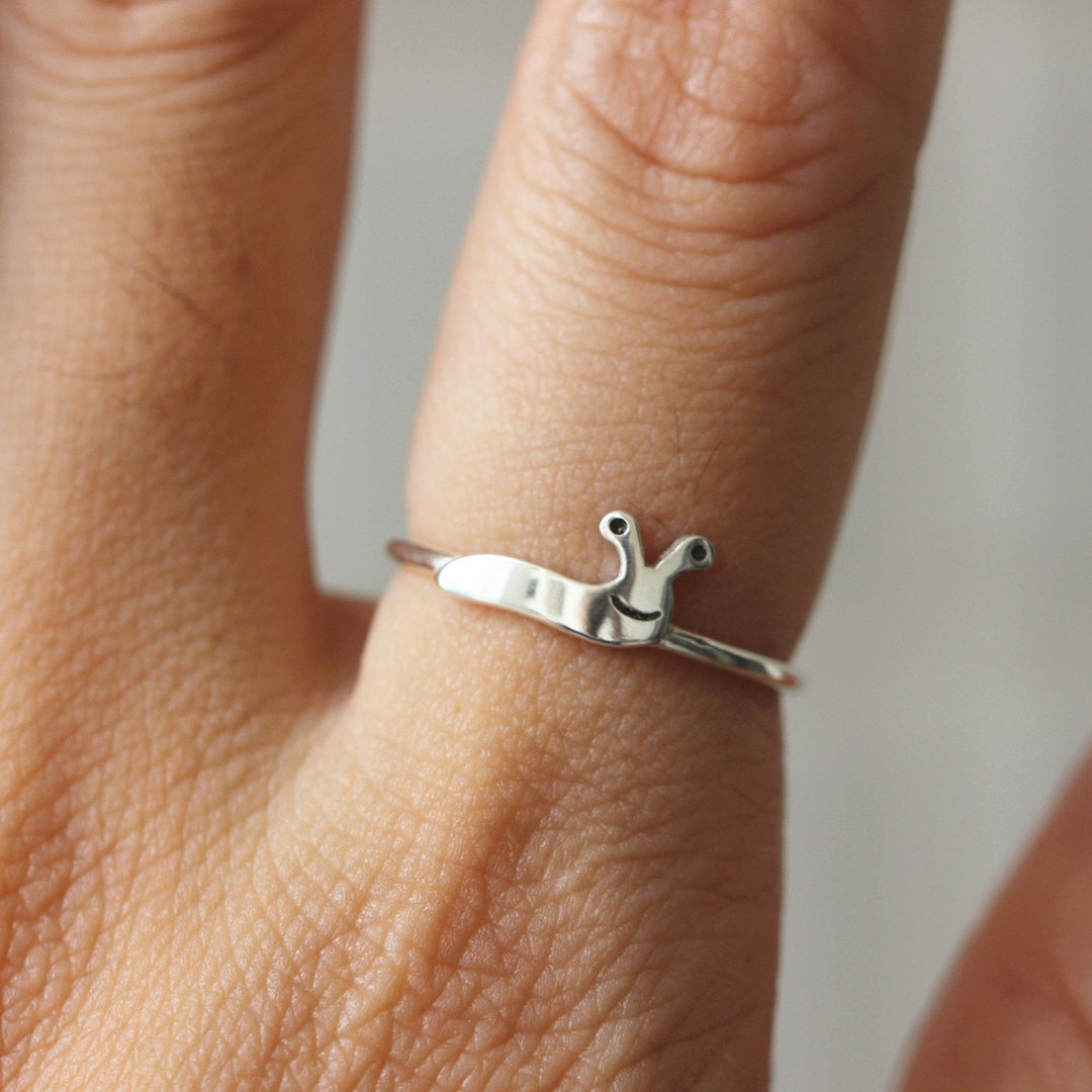 925 Silver Handmade Baby Slug Ring, Slug Jewelry,insect Ring Silver ...
