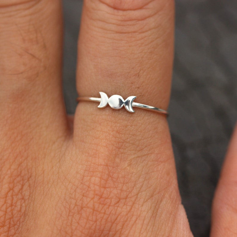 Sterling Silver Triple Moon Goddess Ring: Wiccan Pagan Jewelry - Etsy
