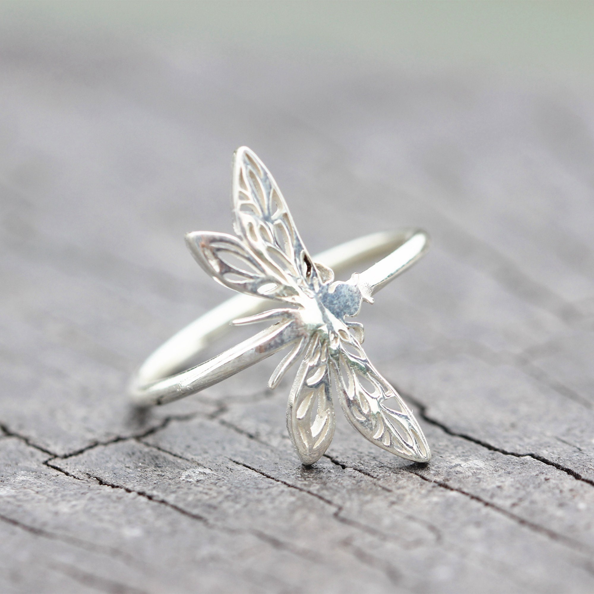925 Sterling Silver Dragonfly Ring,insect Jewelry - Etsy