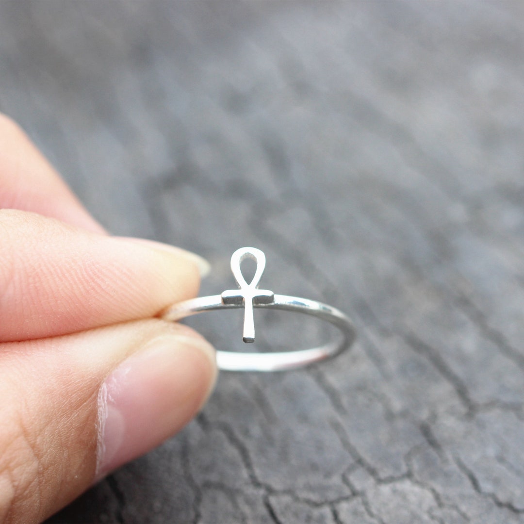 Sterling Silver Ankh Ring,egyptian Ankh Cross Ring,solid Sterling ...