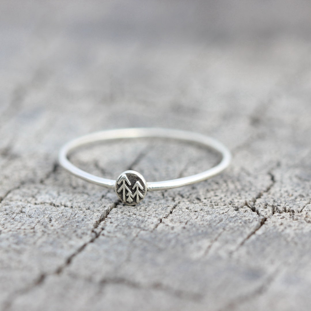 Sterling Silver Pine Tree Ring- Forest Silver Ring,evergreentree Ring ...
