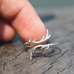 Sterling Silver Deer Antler Wrap Ring: Boho Forest Jewelry - Etsy