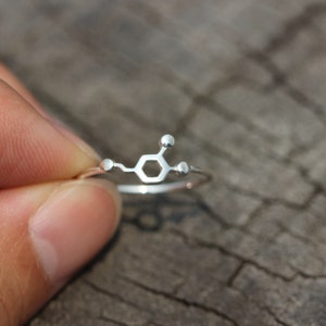 Sterling Silver Serotonin Dopamine Molecule Ring: Science Jewelry Gift ...