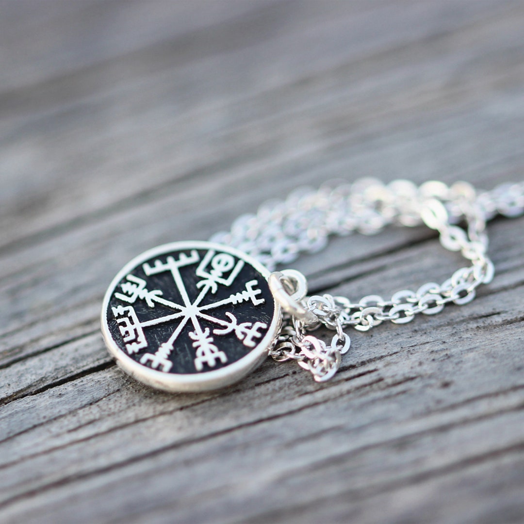 925 Silver Vegvisir Necklace,silver Rune Necklace,viking Rune Necklace ...