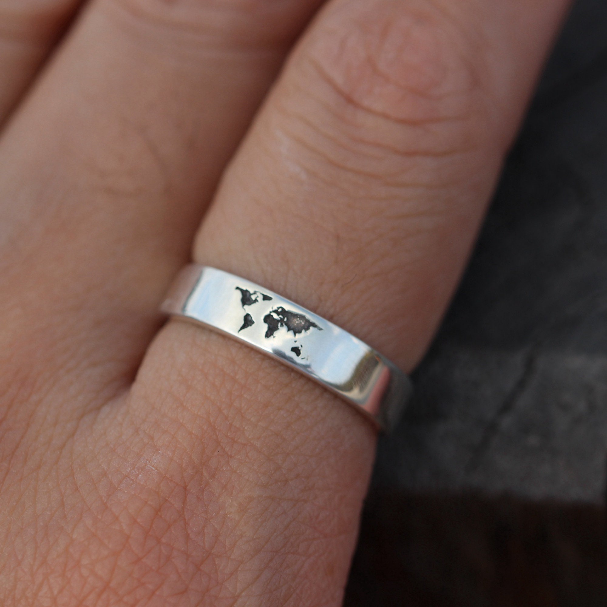 Sterling Silver World Map Ring: Dainty Travel Jewelry - Etsy