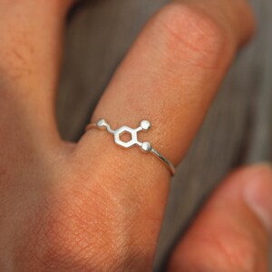 Sterling Silver Serotonin Dopamine Molecule Ring: Science Jewelry Gift ...