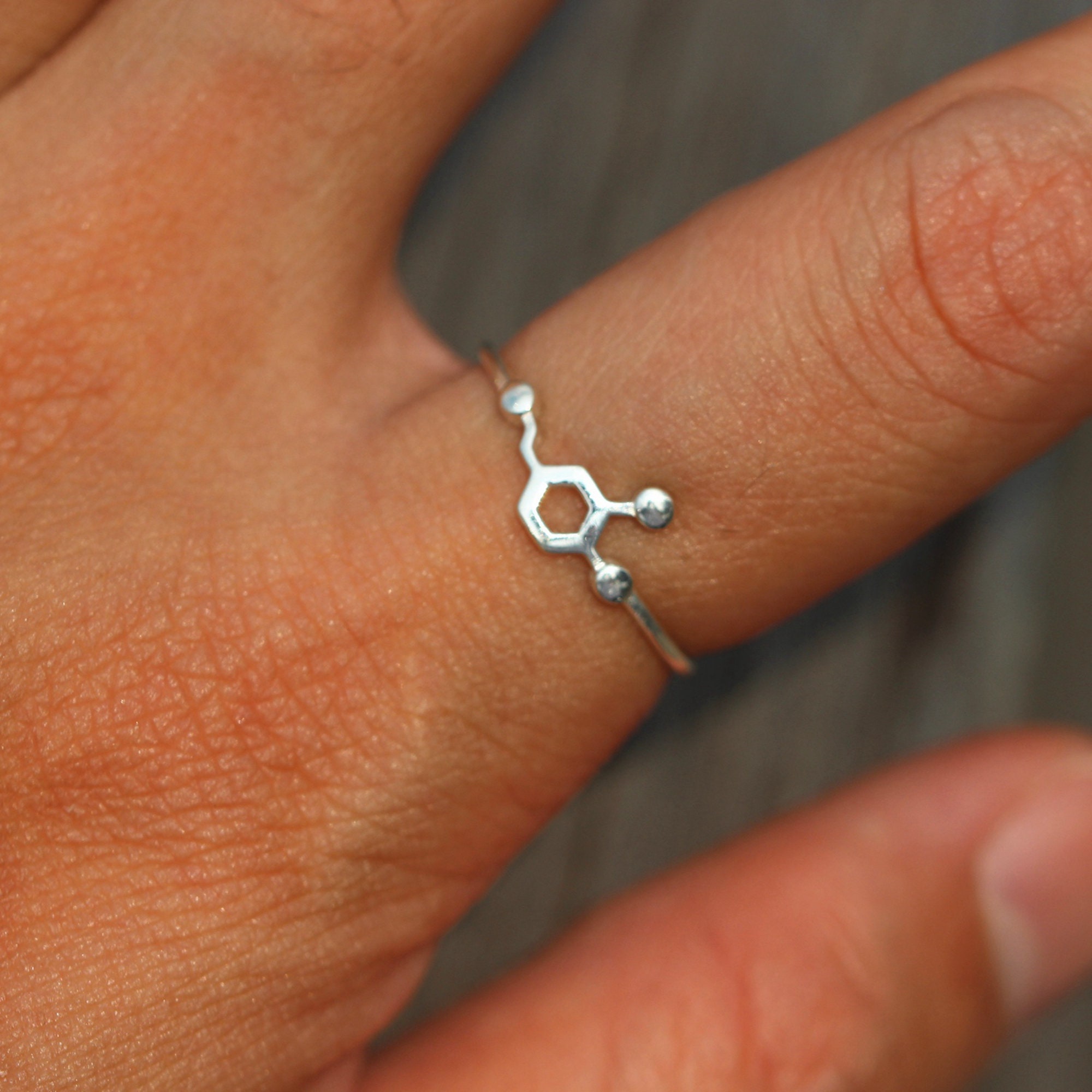 Sterling Silver Serotonin Dopamine Molecule Ring: Science Jewelry Gift ...
