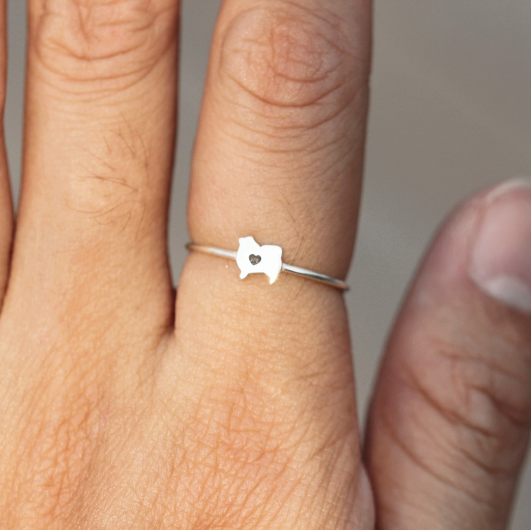 925 Silver Pomeranian Pom Ring,unique Design Ring,midi Dog Ring,silver ...