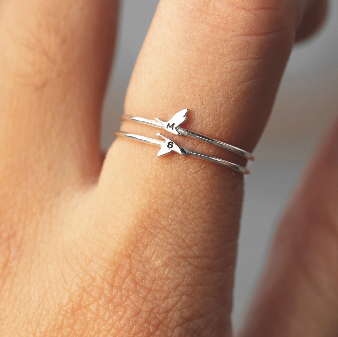 925 Silver Goose Ring, Set of 2, Silver Bird Ring,girlfriend Gift ...