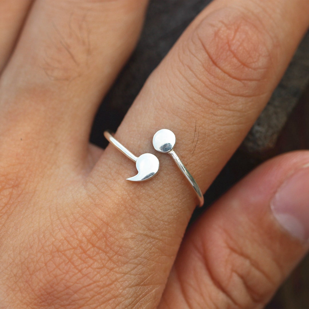 Sterling Silver Semicolon Ring,silver Mini Dot Ring,comma Ring,dot ...
