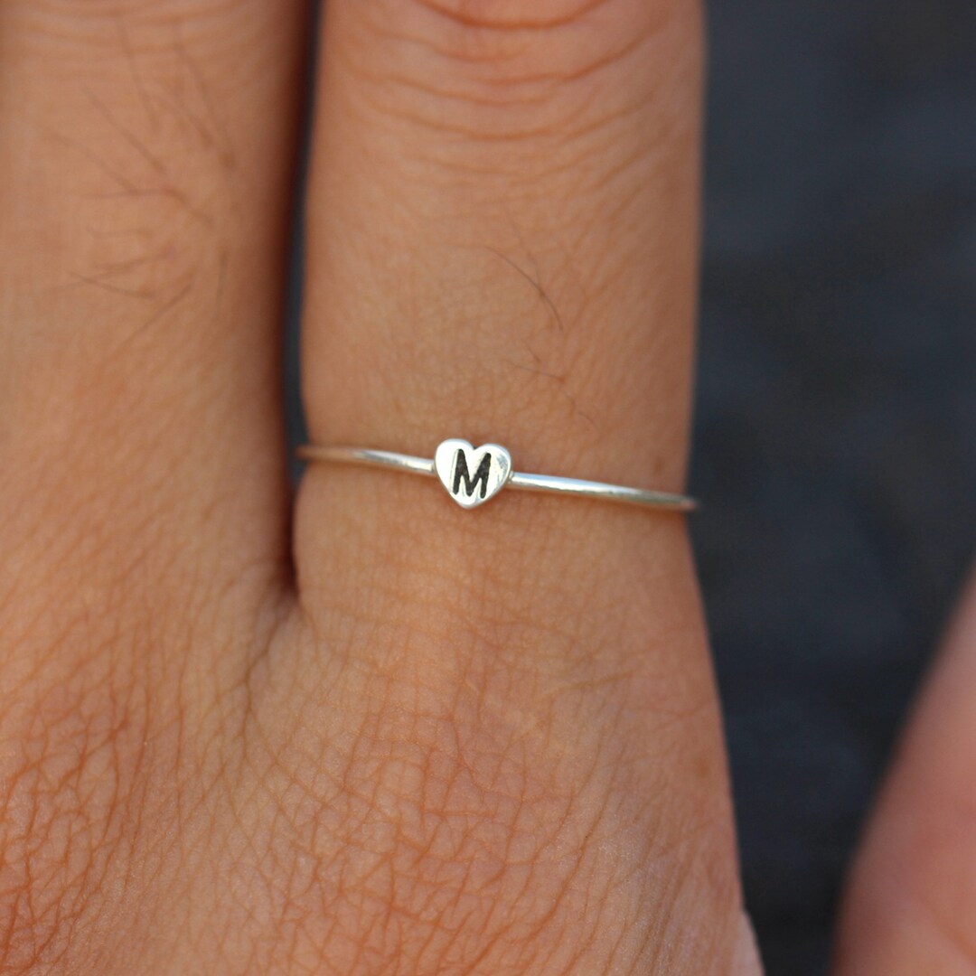 Personalized Sterling Silver Open Heart Ring: Custom Initial Ring - Etsy