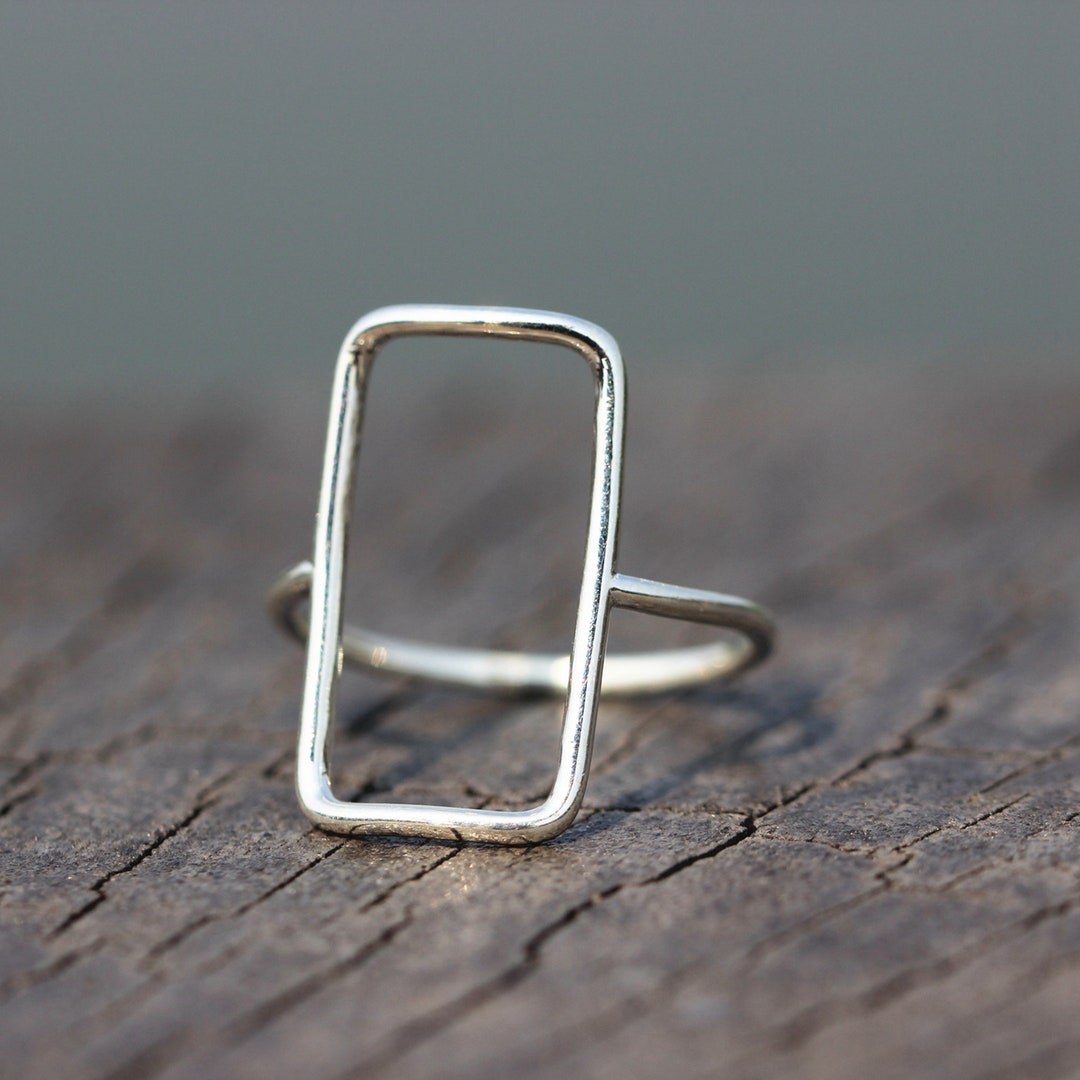 Sterling Silver Long Rectangle Ring: Minimalist Geometric Jewelry - Etsy UK