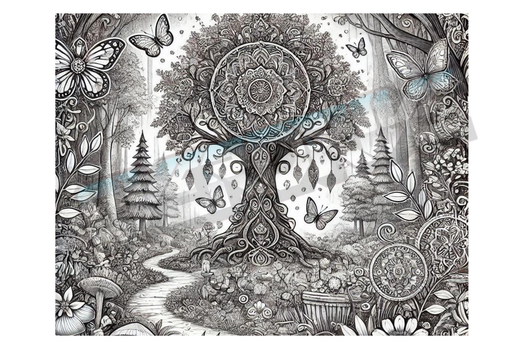 Fantasy World Coloring Pages - Mandala-style Fairy Gardens & Mushroom ...