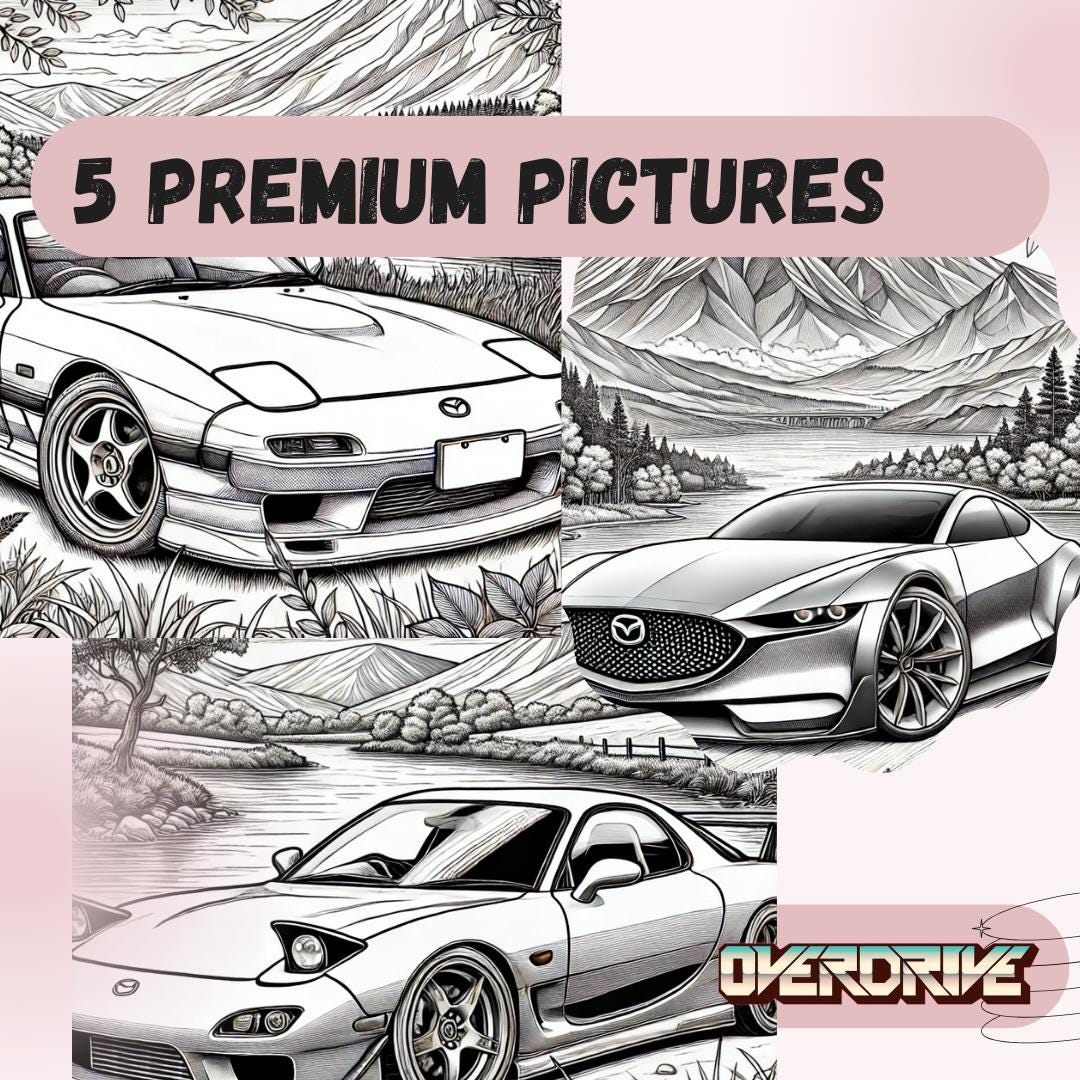 MAZDA RX7 Car Culture Mini Coloring Book 5 X Pages - Etsy
