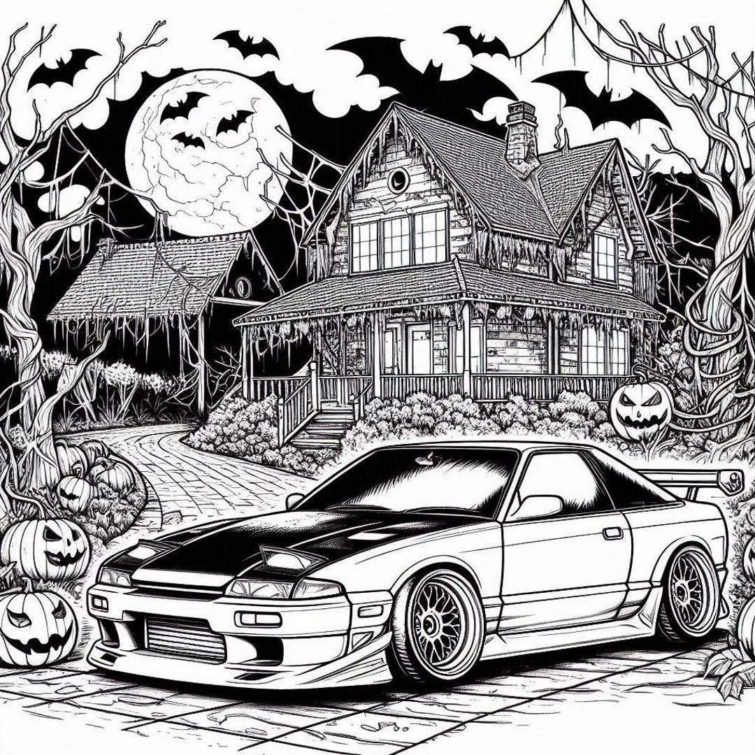 Jdm Halloween Car Coloring Pages - Etsy