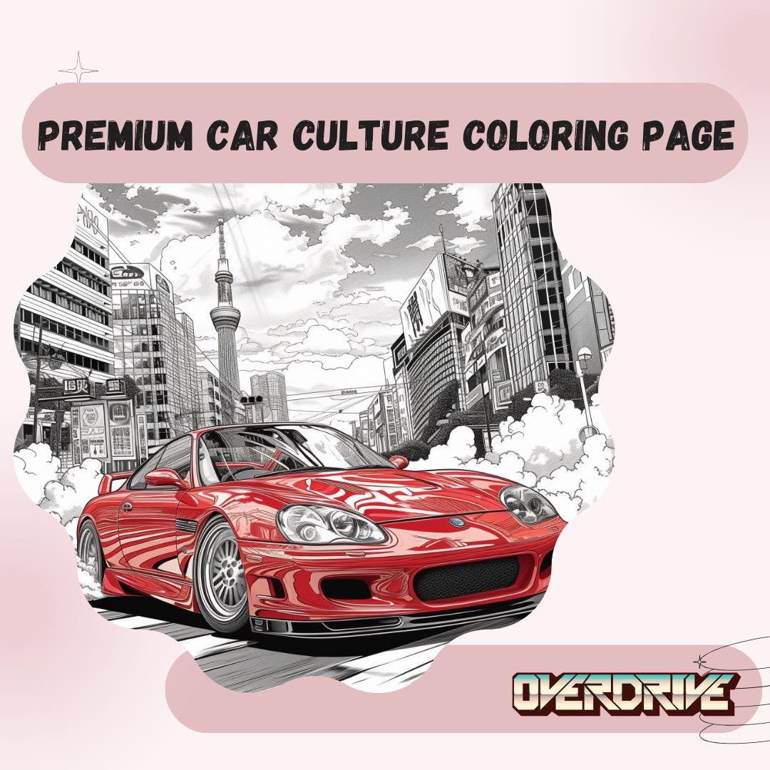 Coloring Page Car Culture Adult Downloadable 1 X PAGE - Etsy