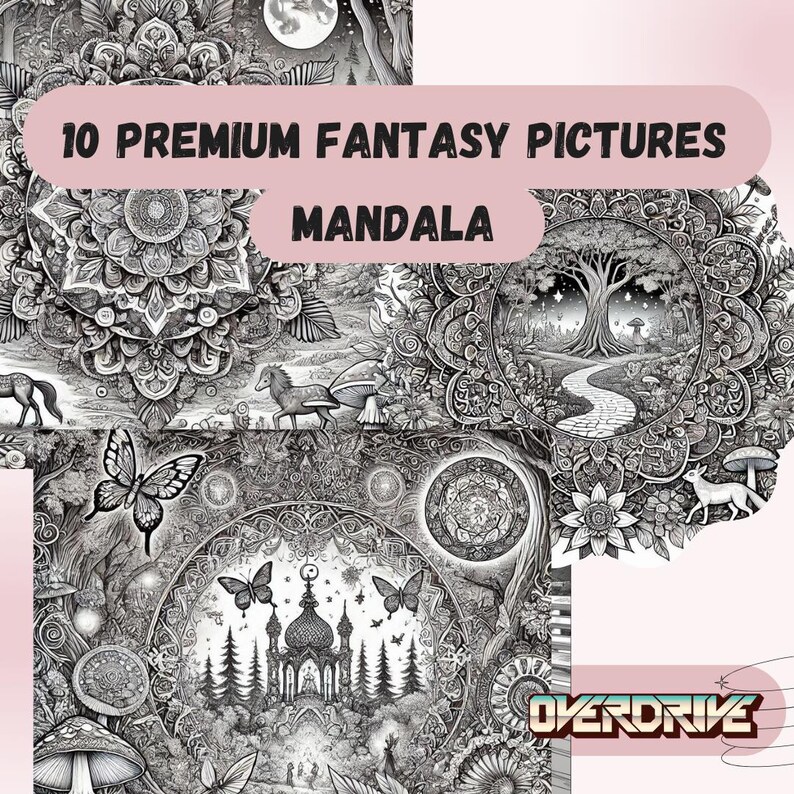 Fantasy World Coloring Pages - Mandala-style Fairy Gardens & Mushroom ...