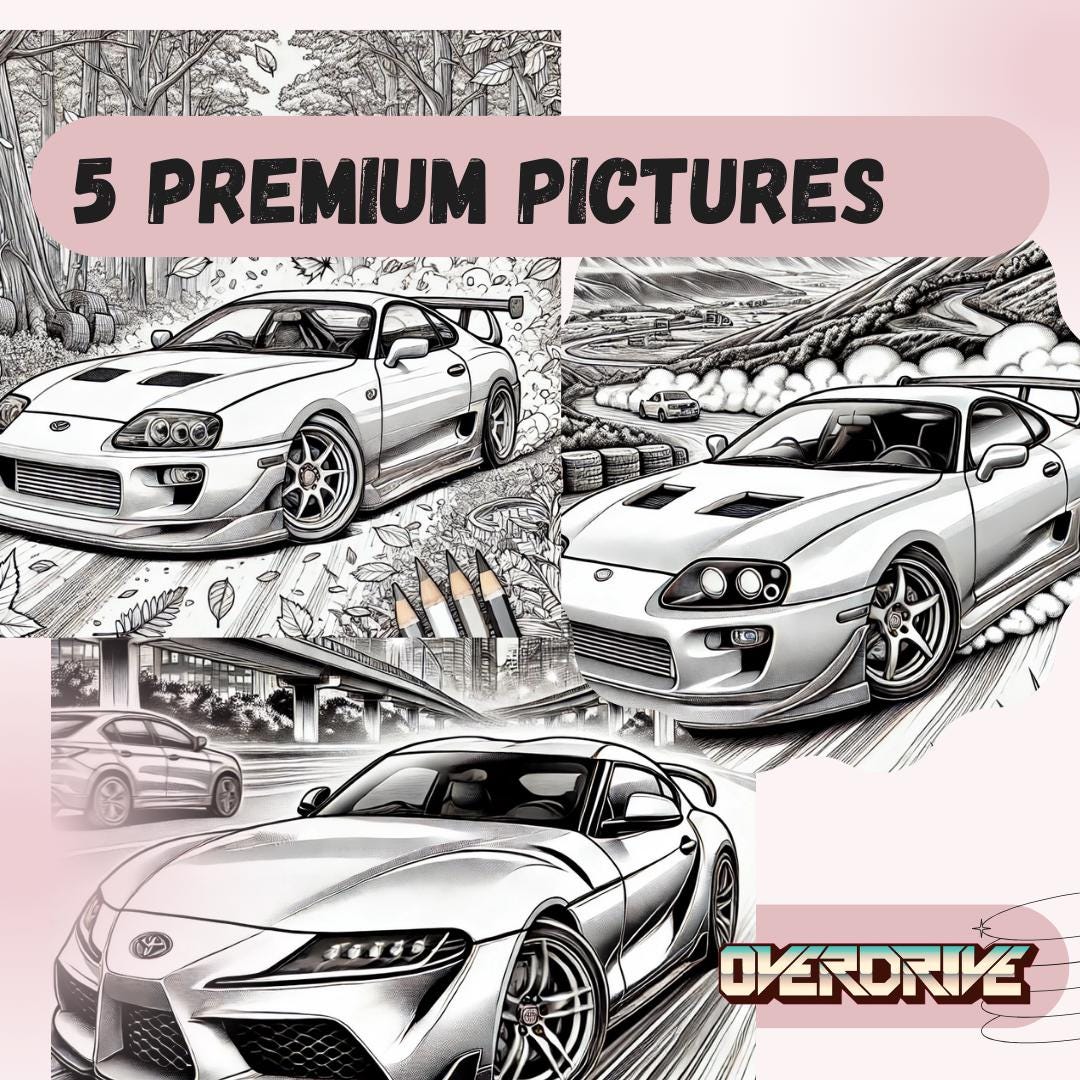 TOYOTA SUPRA Car Culture Adult Mini Coloring Book 5 X Pages - Etsy