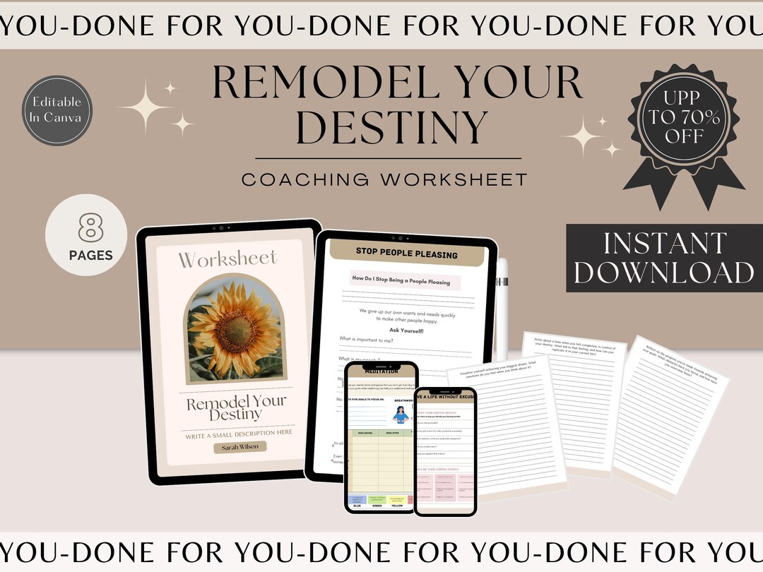 Editable ‘remodel Your Destiny’ Coaching Worksheets | PLR Templates for ...
