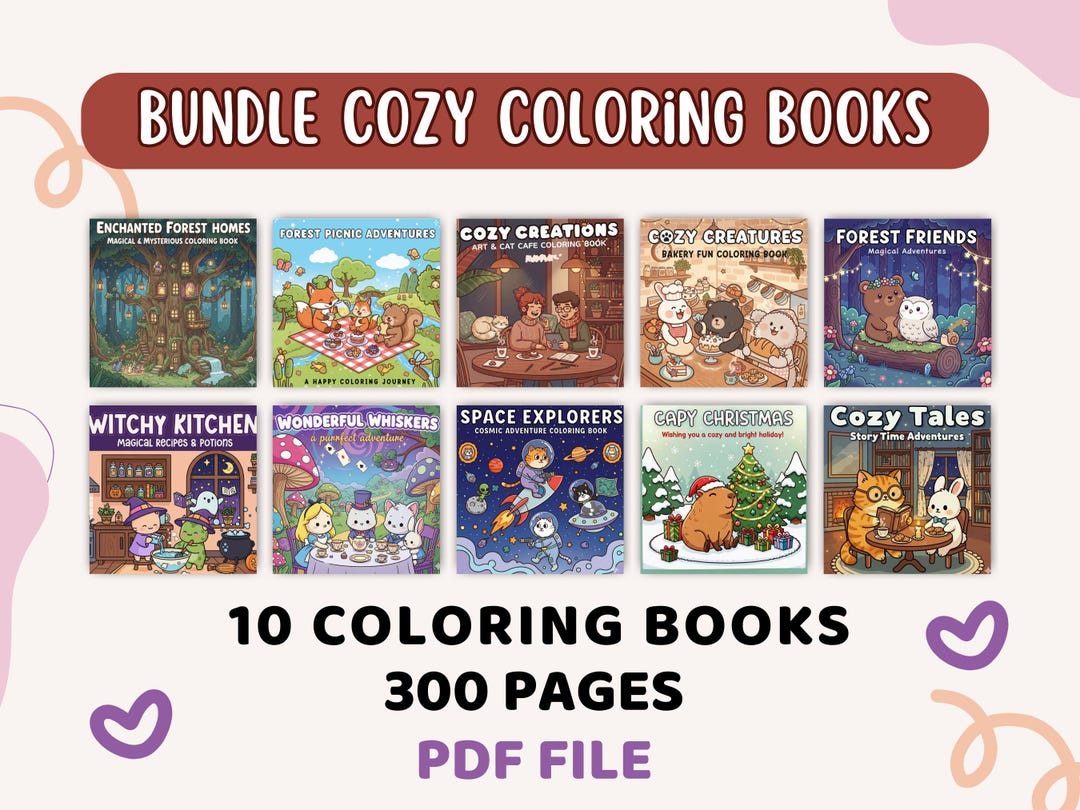 Cozy Coloring Book Bundle, Kids & Adults (PDF Digital Download - Etsy