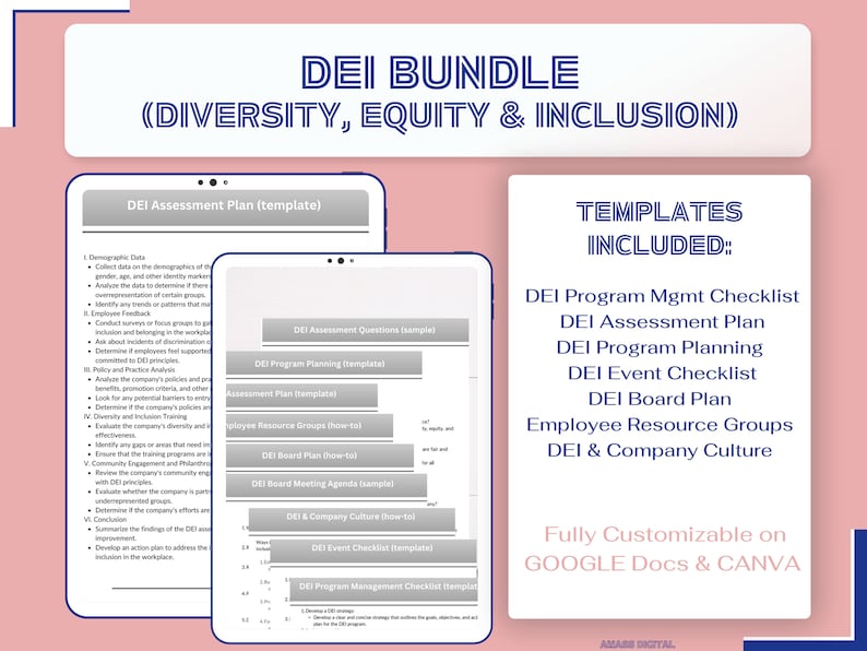DEI (diversity, Equity, and Inclusion) Templates Bundle | Instant ...
