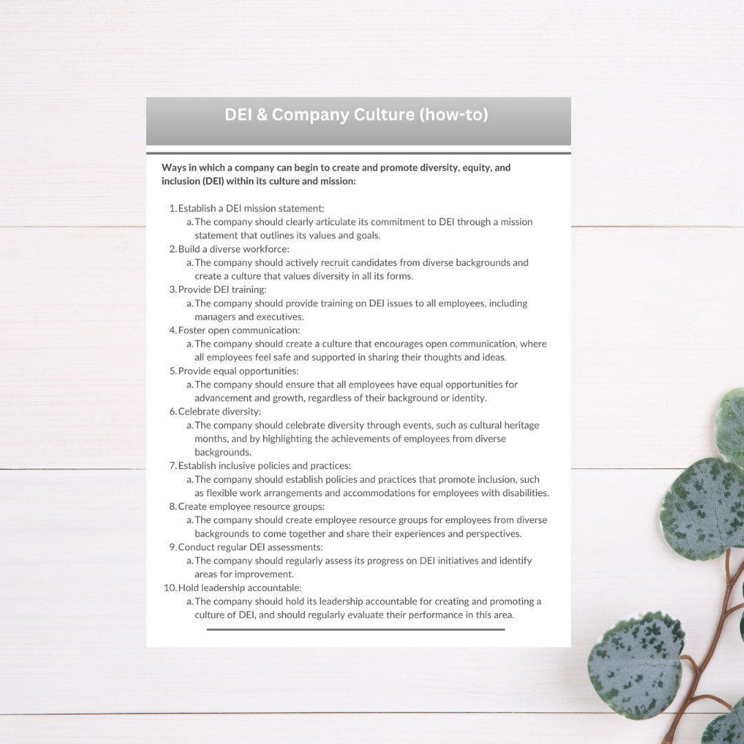DEI (diversity, Equity, and Inclusion) Templates Bundle | Instant ...
