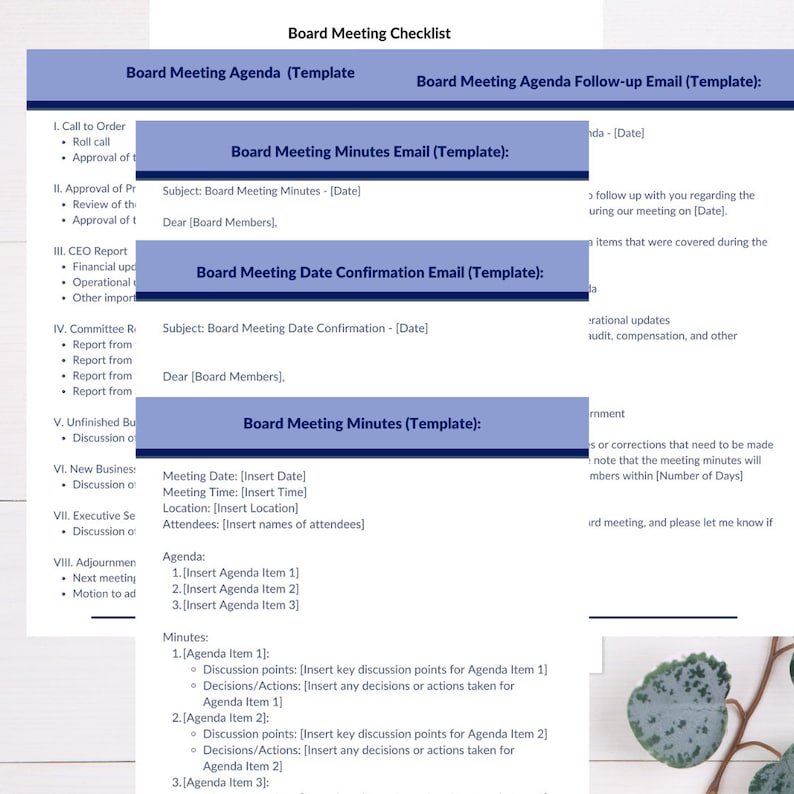 Board Meeting Templates Bundle | Meeting Minutes Template | Instant ...