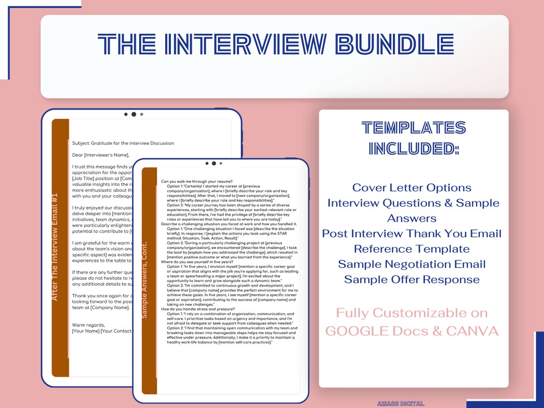 The Interview Bundle | Fully Customizable on CANVA and GOOGLE Docs - Etsy