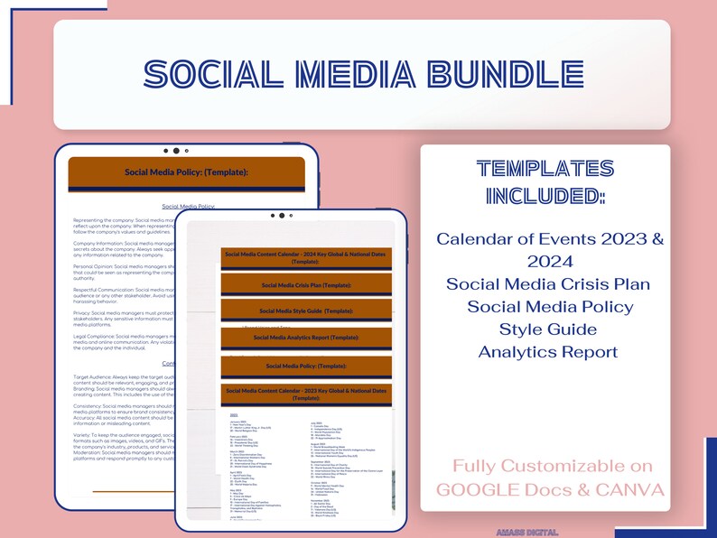 Social Media Manager Templates Bundle Instant Download - Etsy