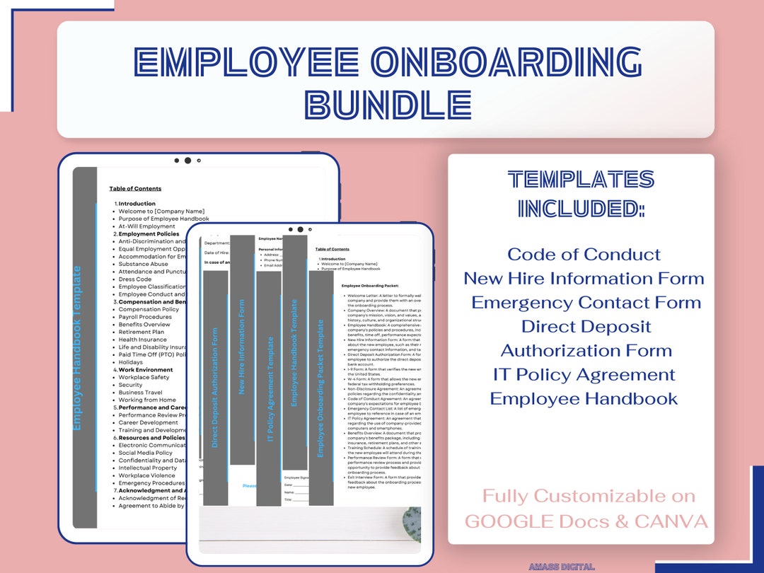 New Hire, Employee Onboarding Bundle | Fully Customizable GOOGLE Docs ...