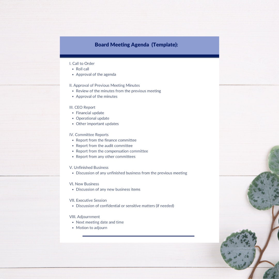 Board Meeting Templates Bundle | Meeting Minutes Template | Instant ...