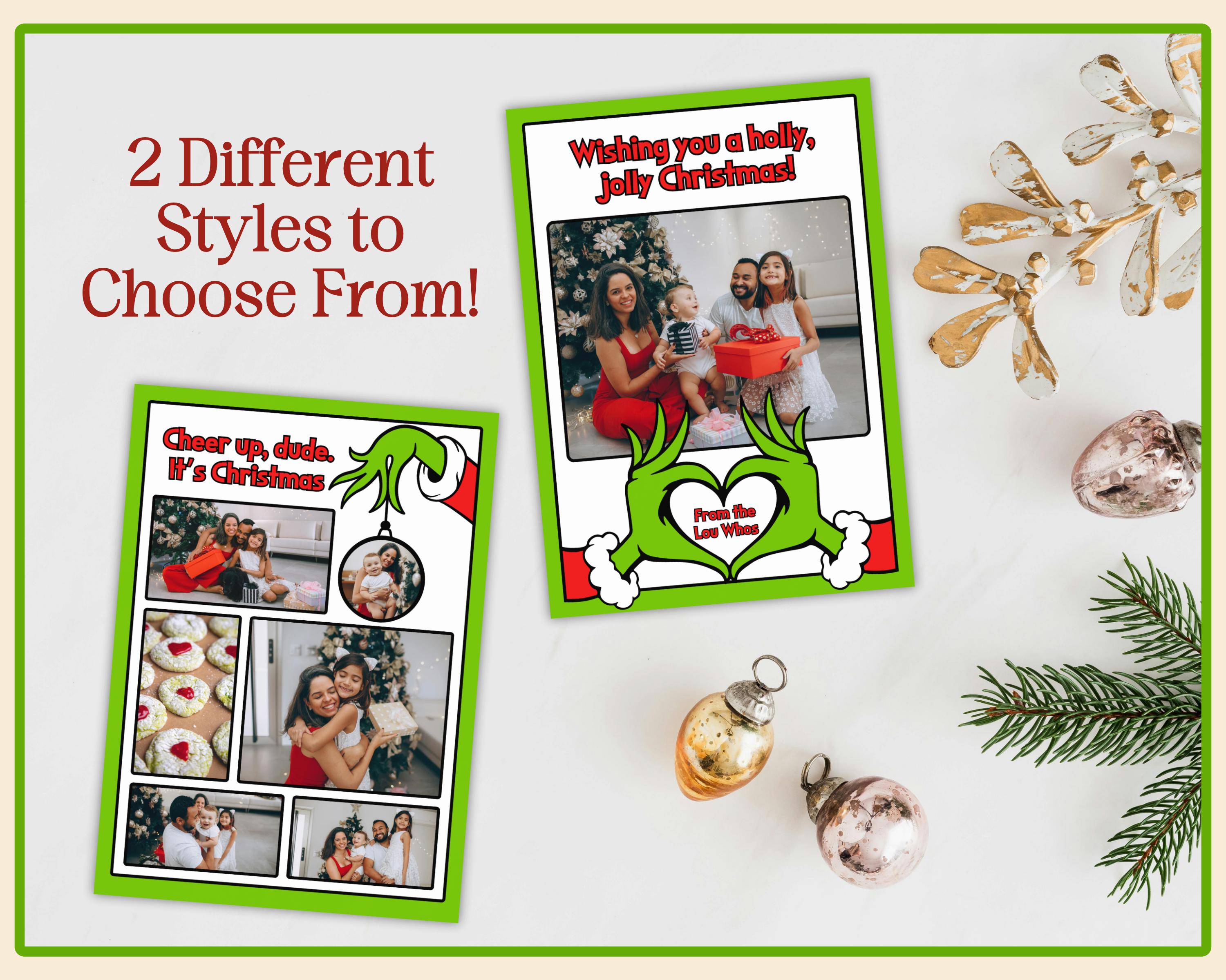 Grinch Inspired Christmas Photo Card • Funny Holiday Card • Grumpy ...
