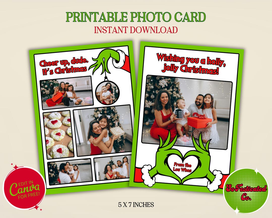 Grinch Inspired Christmas Photo Card • Funny Holiday Card • Grumpy ...