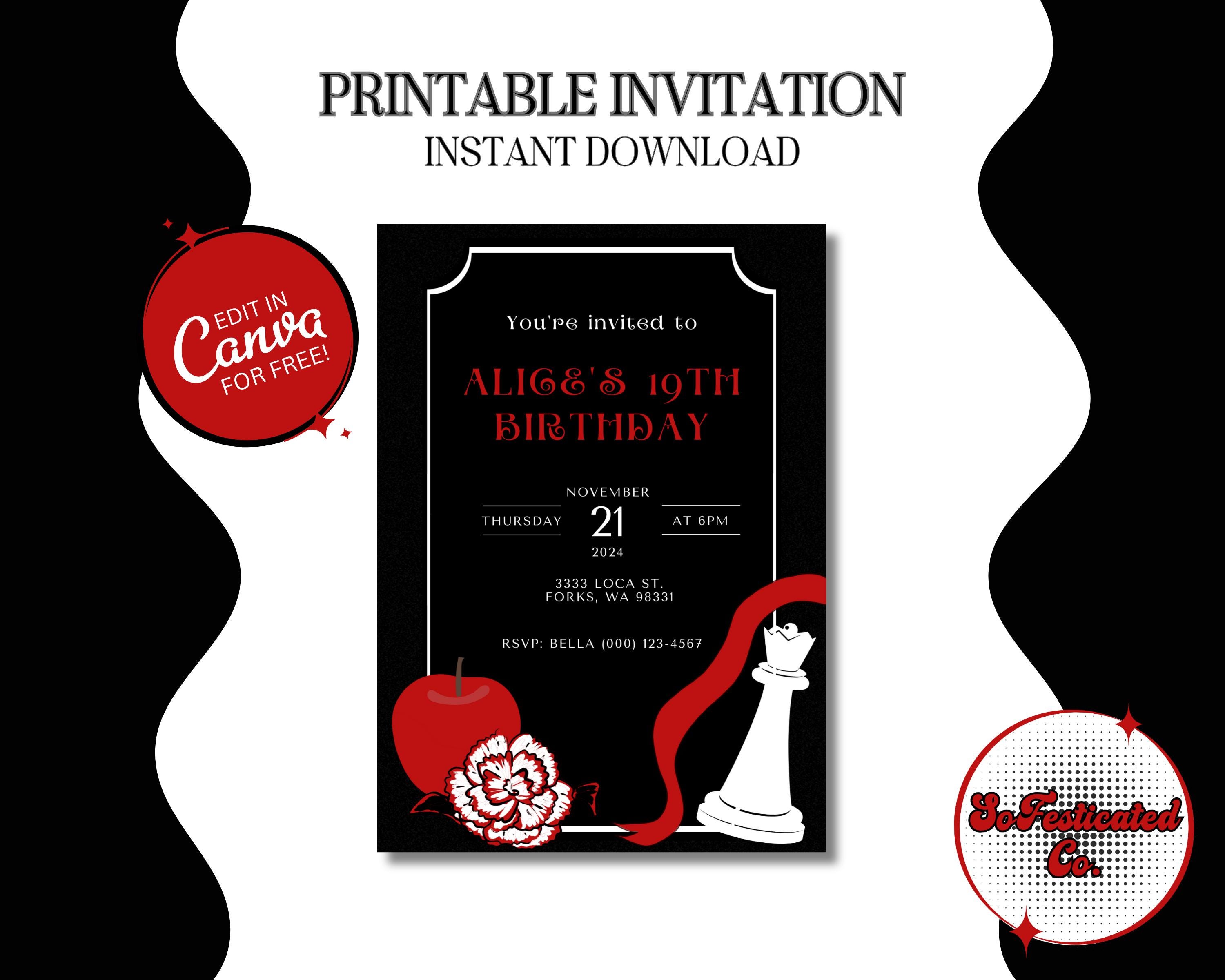 Twilight Invite | Twilight Saga Printable Invite | Twilight Series ...