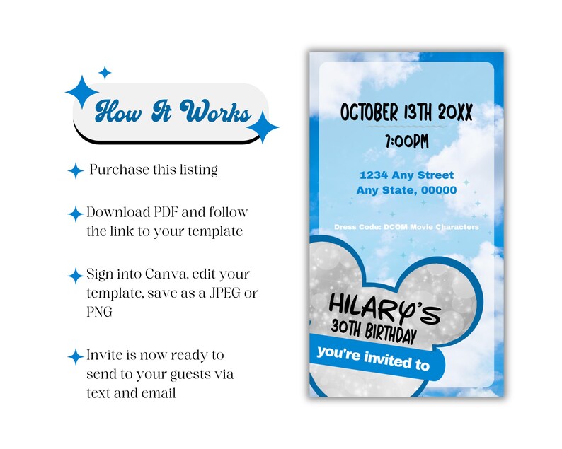 Disney Channel Party Evite | DCOM Cloud Intro Invitation | Disney ...