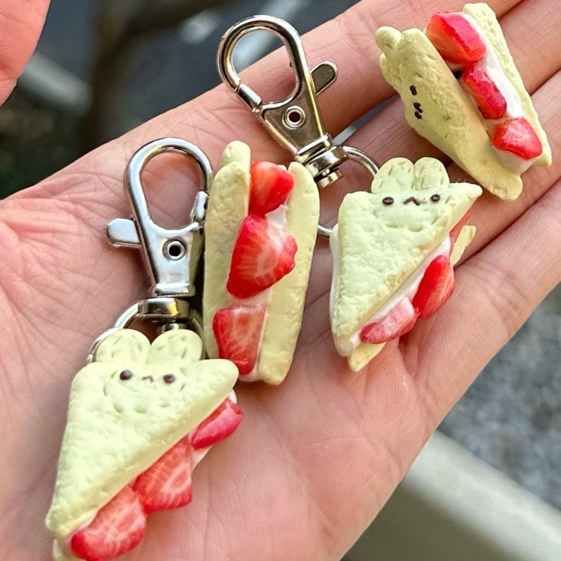 Japanese Sando Bunny Keychains / Fruit Sandwich Kawaii Cute Charm - Etsy