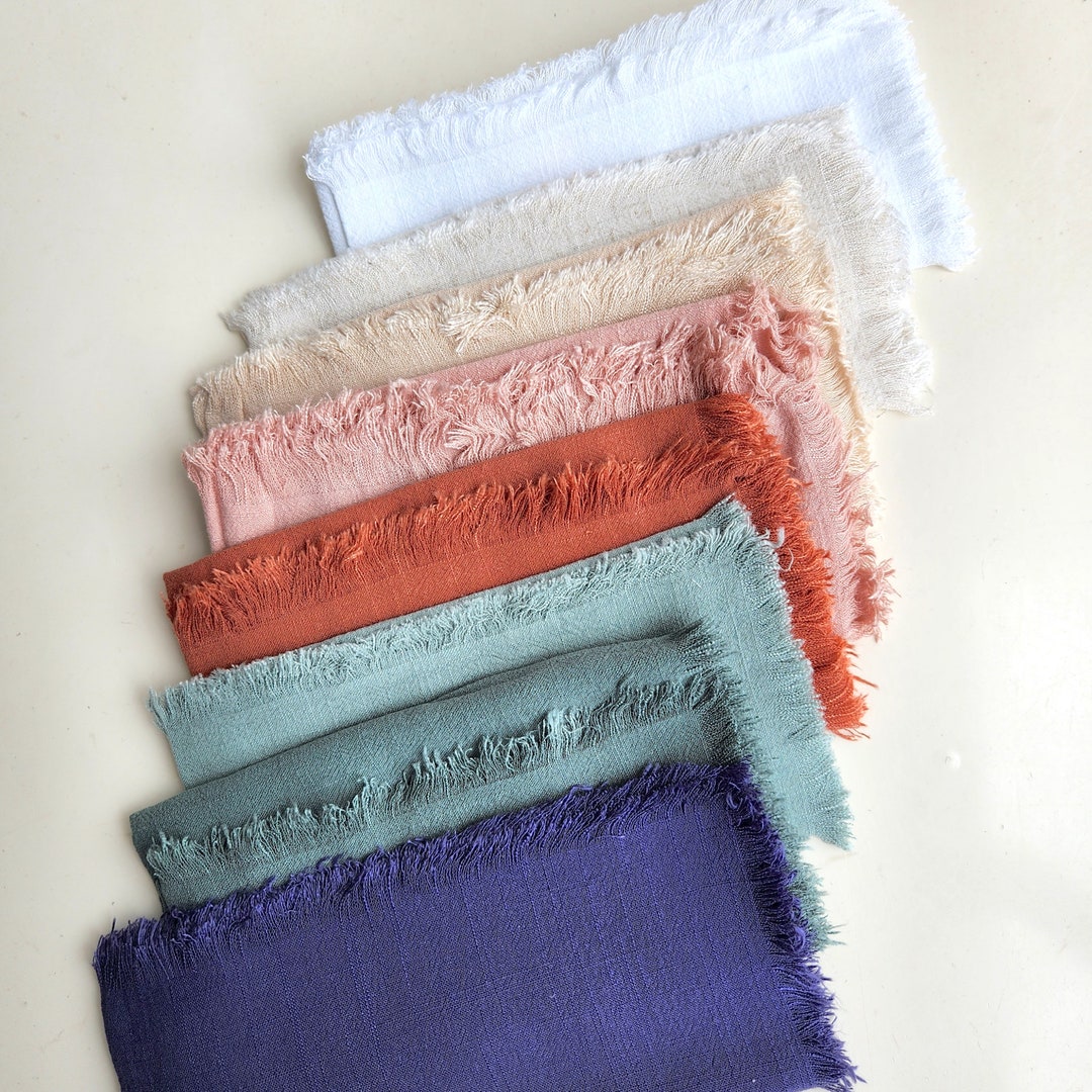 Soft Cloth Napkins in Various Colours, Frayed Fringe Cotton Napkins ...