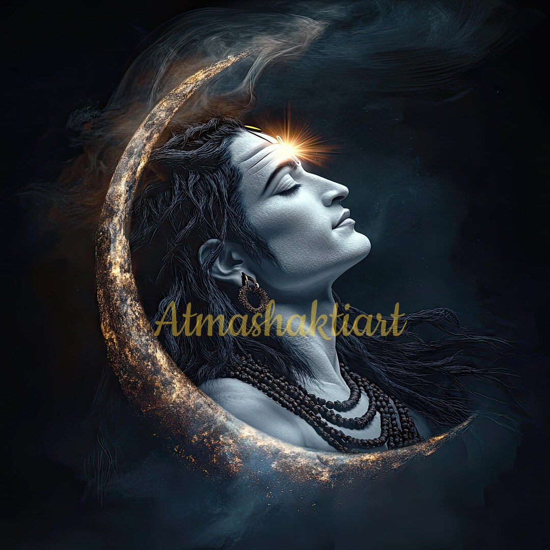 Lord Shiva Crescent Moon Divine Hindu God Digital Download Lord Shiva ...