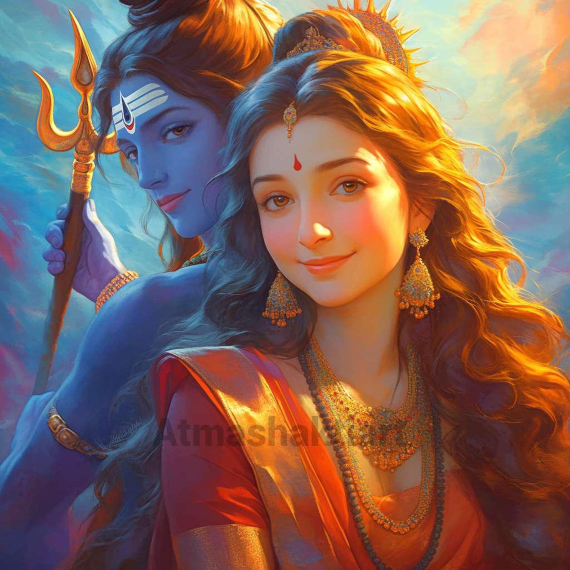 Lord Shiva and Goddess Parvati , Lord Shiva , Shakti ,digital Art ...