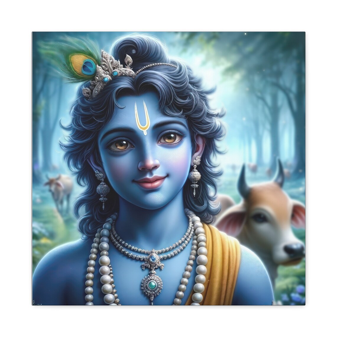 Lord Krishna With Cows , Lord Krishna , Home Decor , Wall Art , Hare ...