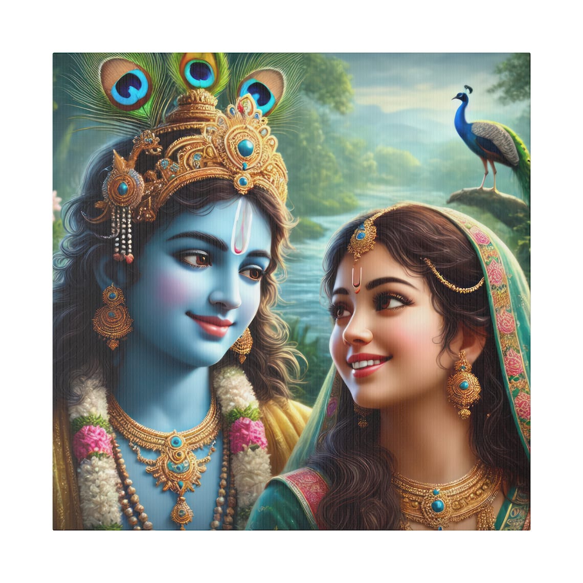 Lord Krishna Goddess Radha Radhekrishna Smiling Art Love Art Canvas Art ...