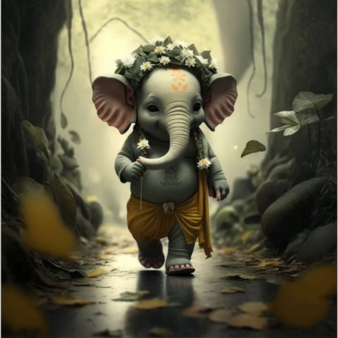 Lord Ganesha Walking in a Forestdigital Artdigital Download - Etsy