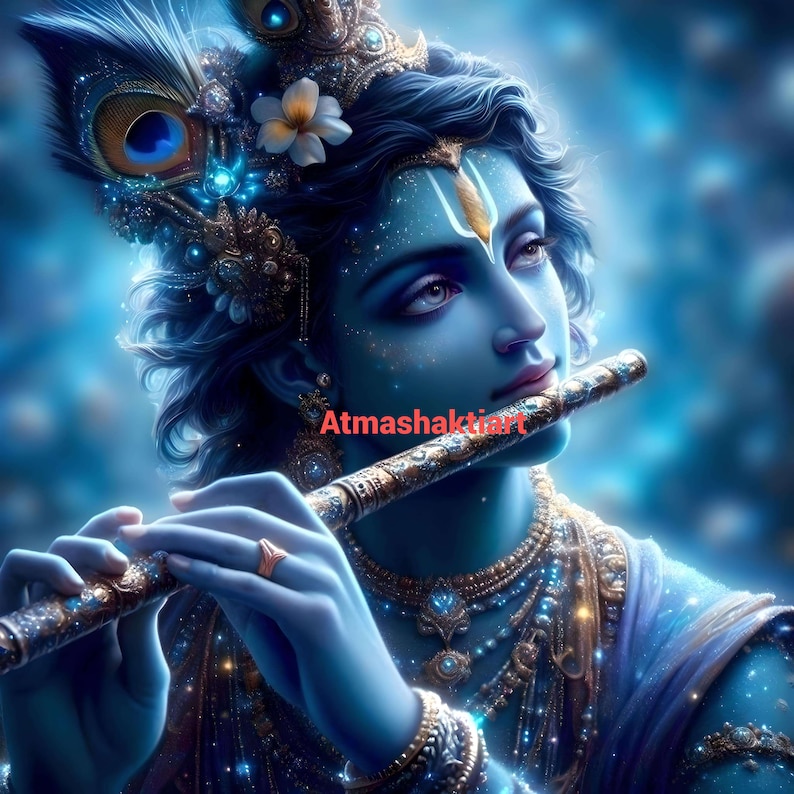 Sacred Krishna| Cosmic Ocean | Spiritual Painting for Home Decor ...